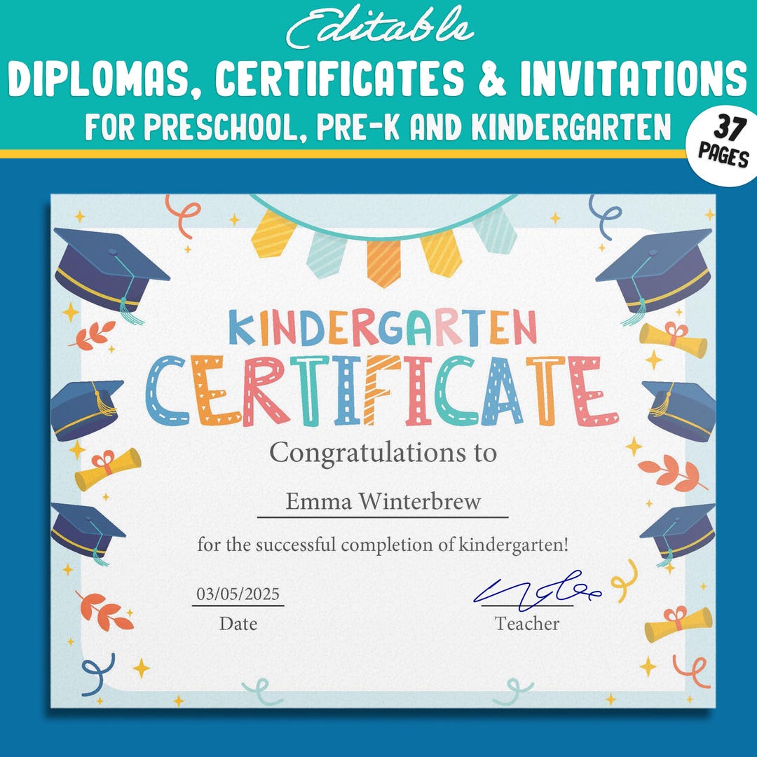 Kids' Fun Certificate and Invitation Collection: 37 Editable Pages for ...