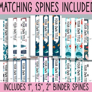 10 Editable Sea Animals Binder Covers, Includes 1", 1.5", 2" Spines ...