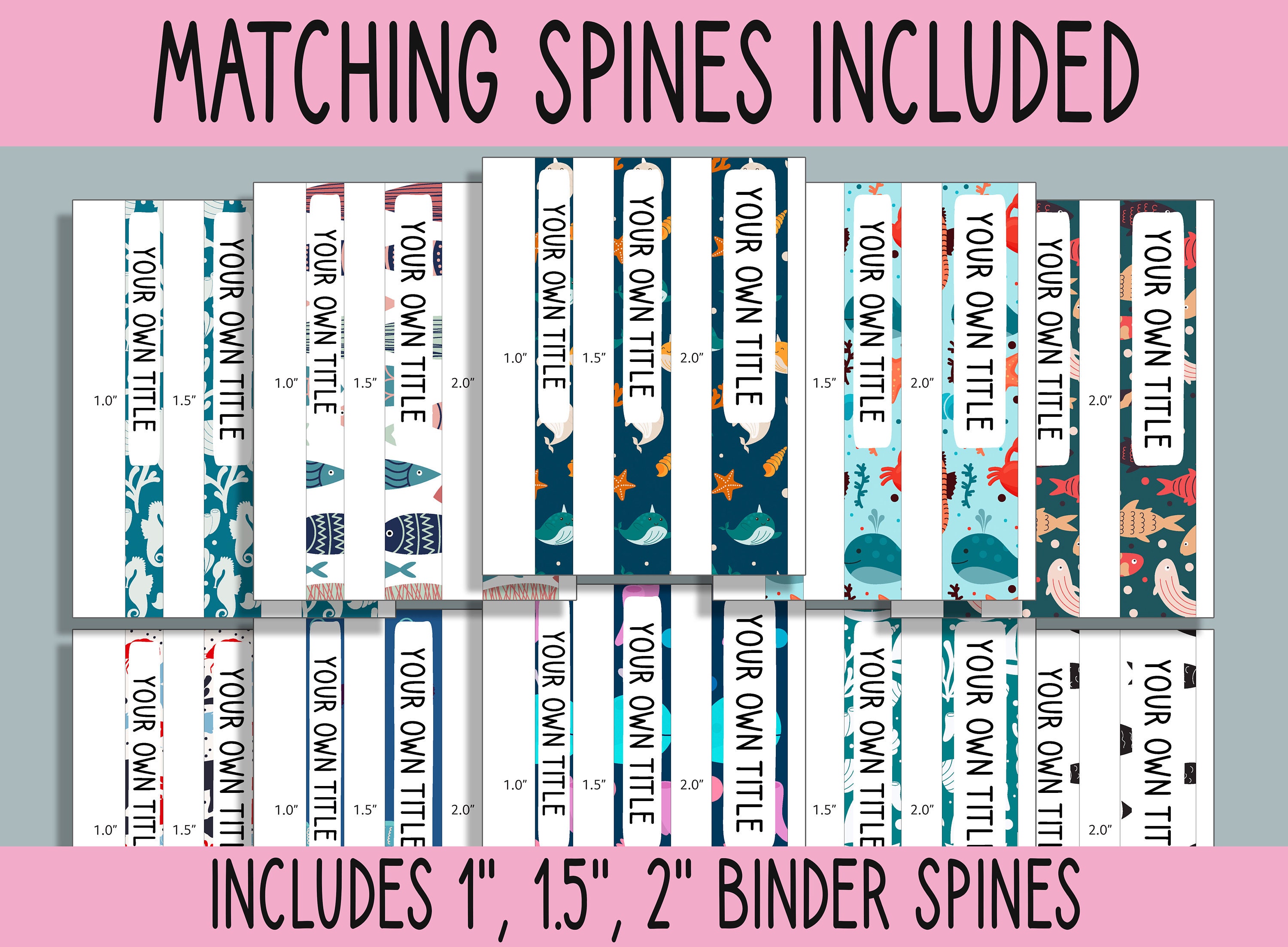 10 Editable Sea Animals Binder Covers Includes 1 - Etsy