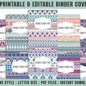 Navajo/tribal Binder Cover, 10 Printable/editable Covers + Spines ...