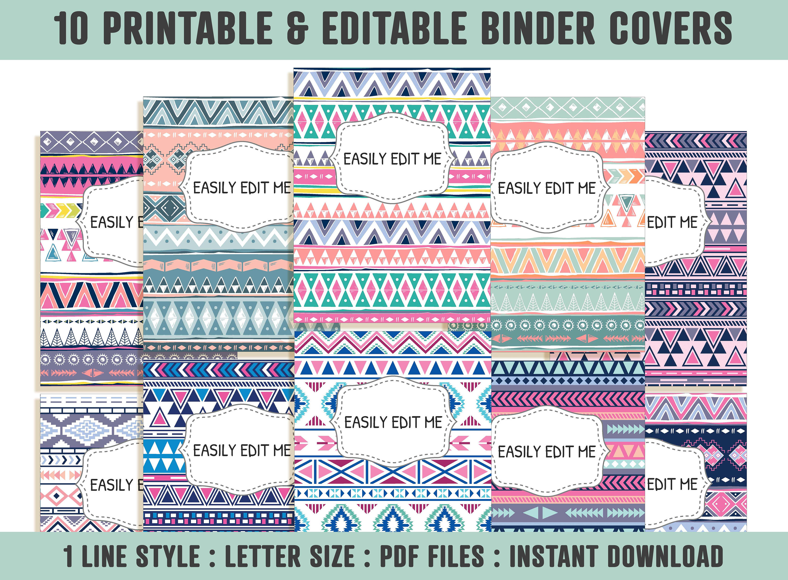 Navajo/tribal Binder Cover, 10 Printable/editable Covers + Spines ...
