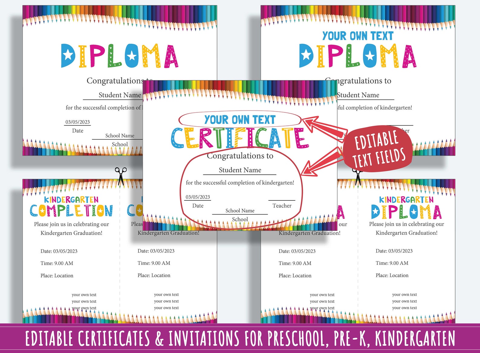 Editable Preschool Awards, Completion Certificates, Diplomas, and ...