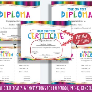 Editable Preschool Awards, Completion Certificates, Diplomas, and ...