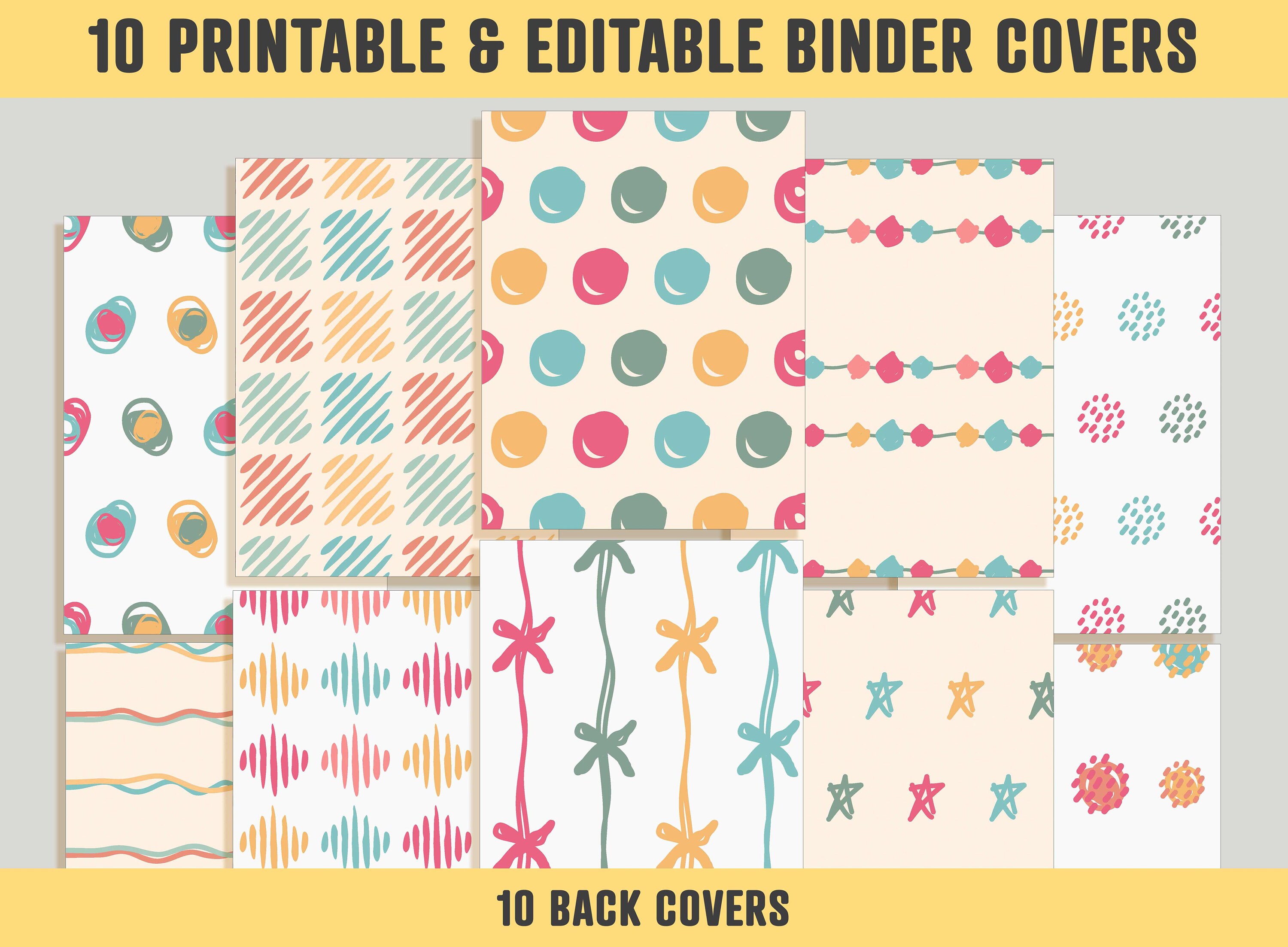 Binder Cover Printable Editable 10 Coversspines Binder - Etsy
