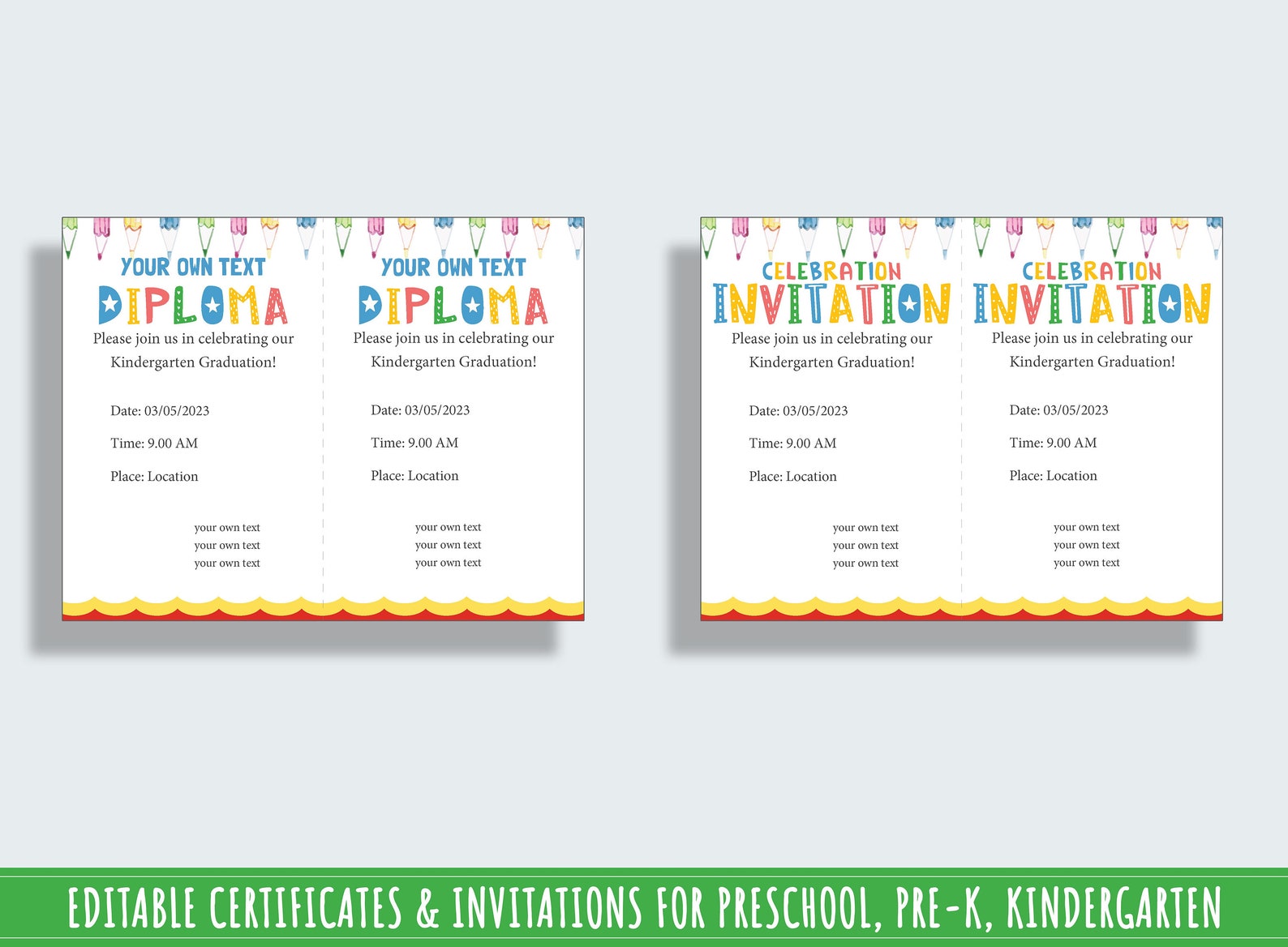 Fun and Colorful Certificate and Invitation Collection: 37 Editable ...