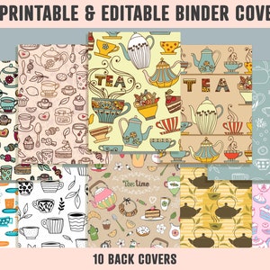 Cups and Teapots Binder Cover, 10 Printable & Editable Binder Covers ...
