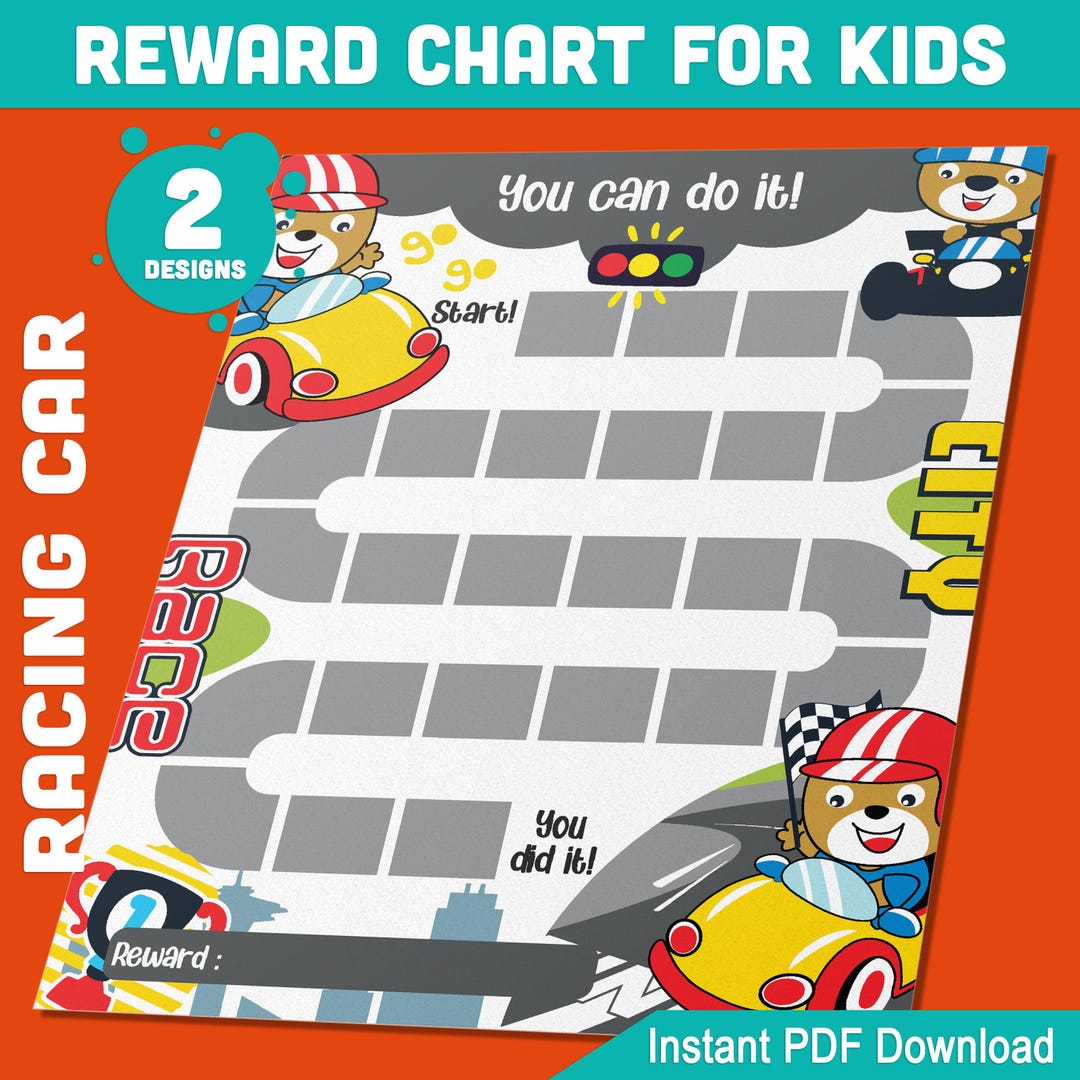 Printable Racing Car Reward Chart for Kids: Boost Positive Behavior ...