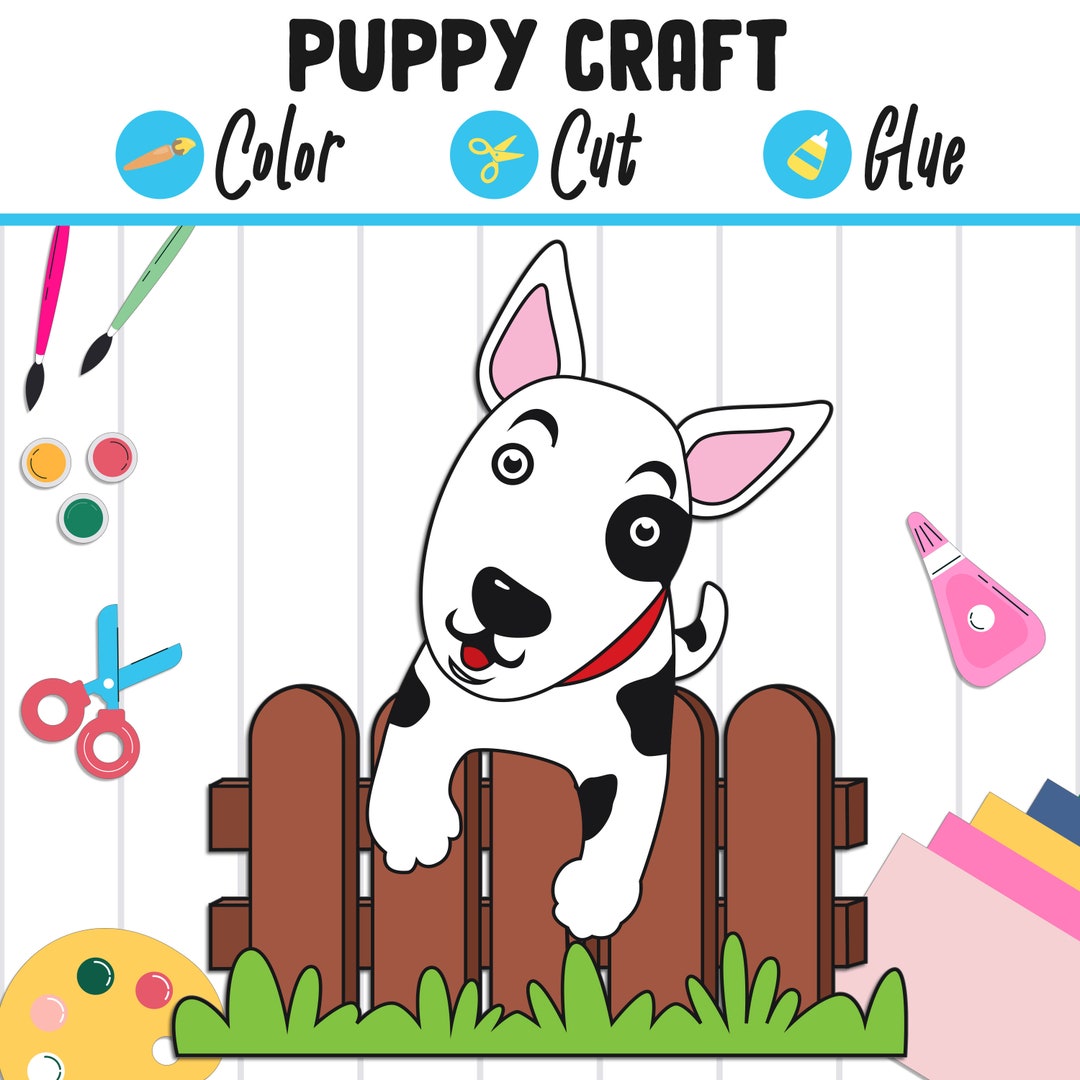 Cute Puppy Craft : Color, Cut, and Glue, a Fun Activity for Pre K to ...