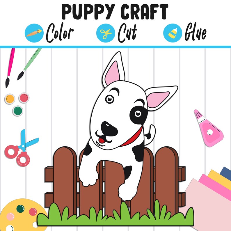 Cute Puppy Craft : Color, Cut, and Glue, a Fun Activity for Pre K to ...