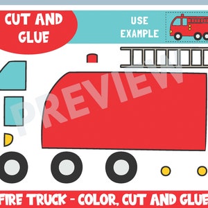 Fire Truck Craft Activity : Fire Safety - Color, Cut, and Glue, PDF ...