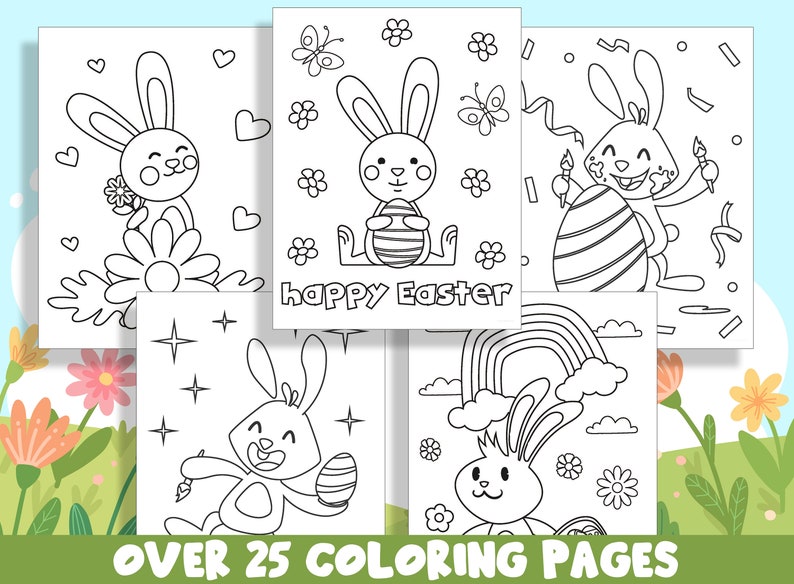 Easter Bunny Coloring Pages, 25 Printable Cute and Adorable Easter ...