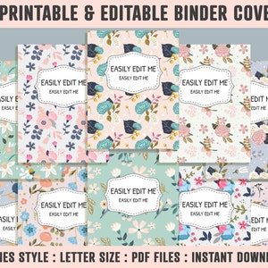 Flower Binder Cover 10 Printable & Editable Binder Covers - Etsy