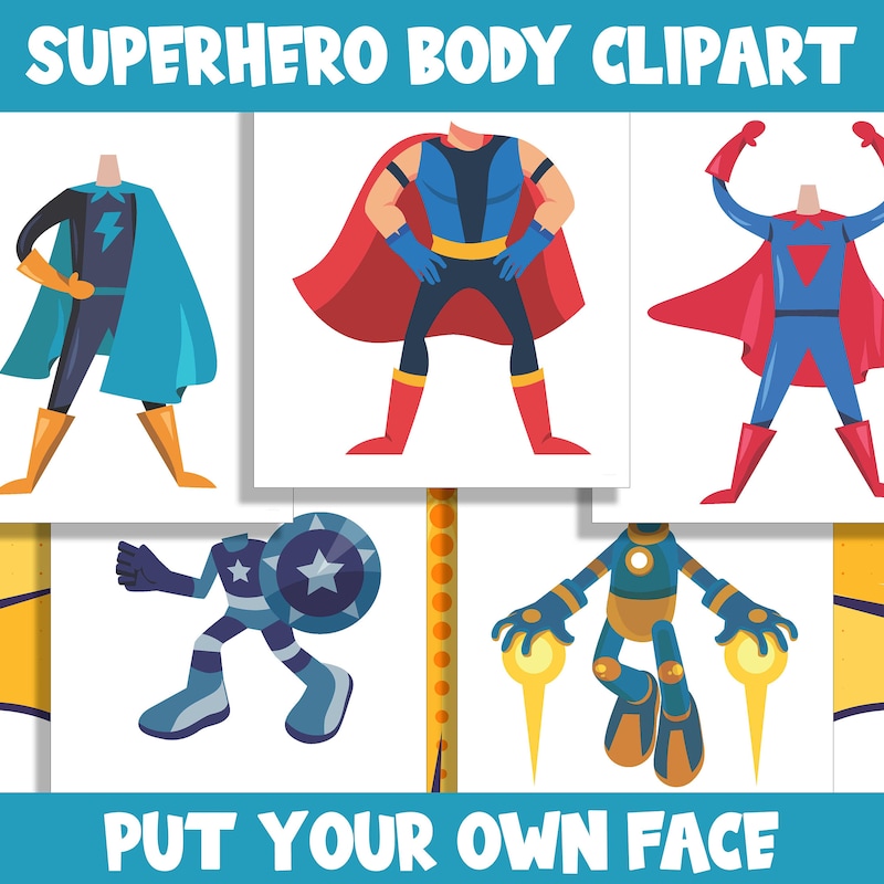 Superhero Clipart - Etsy