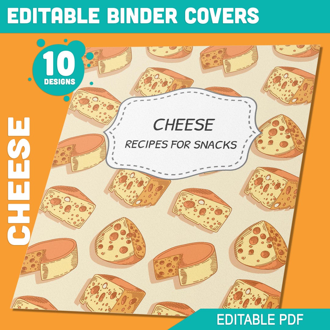 Cheese Binder Cover, 10 Printable & Editable Covers Spines, Teacher ...