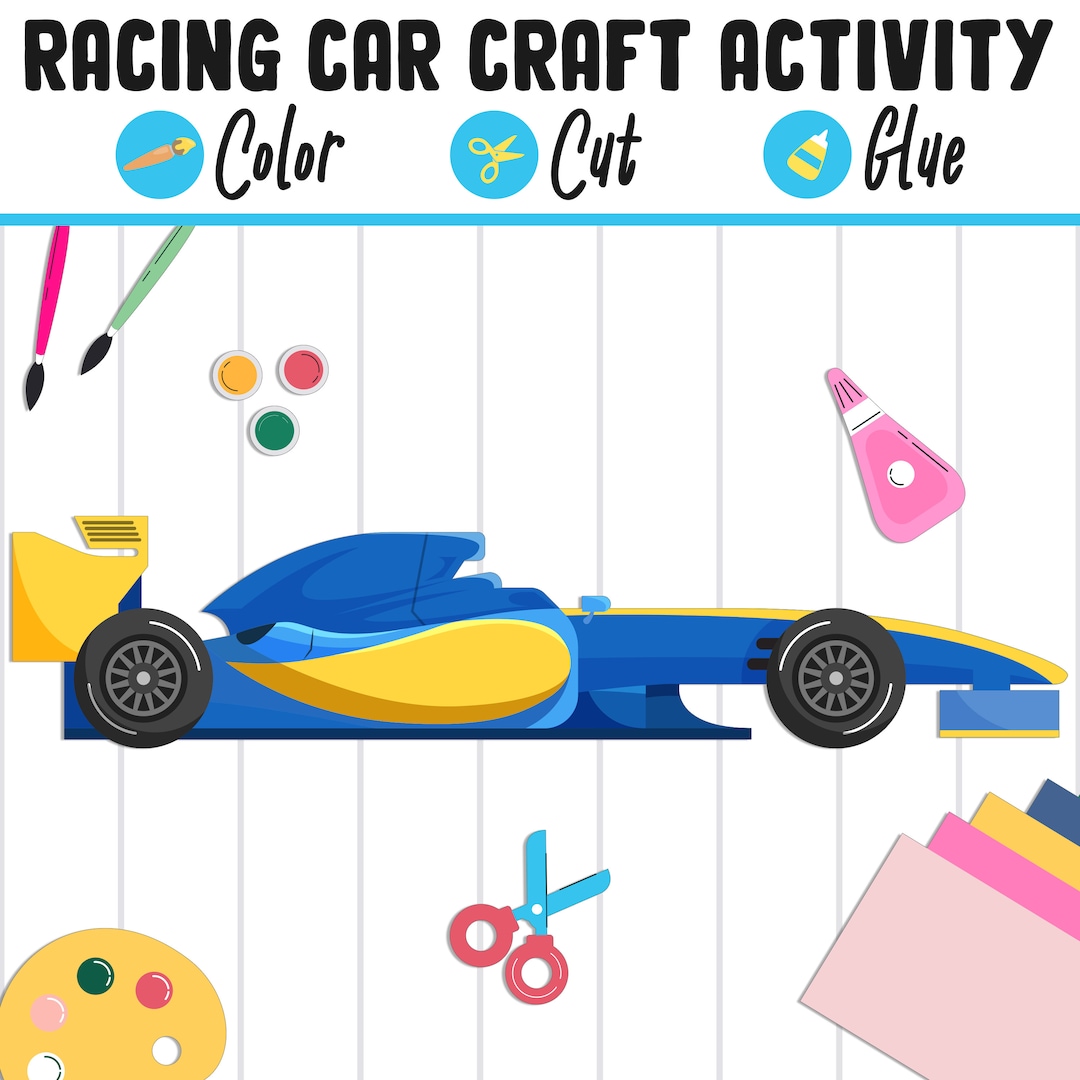 Racing Car Craft Activity - Color, Cut, and Glue for Prek to 2nd Grade ...