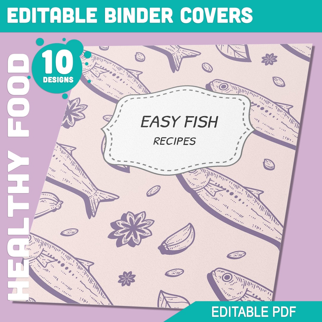 Healthy Food Binder Cover, 10 Printable & Editable Binder Covers ...