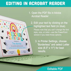 Editable Preschool Moving up Certificate, Rainbow Graduation Award ...