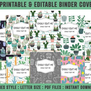 Cactus Binder Cover, 10 Printable/editable Covers+spines, Binder Insert ...