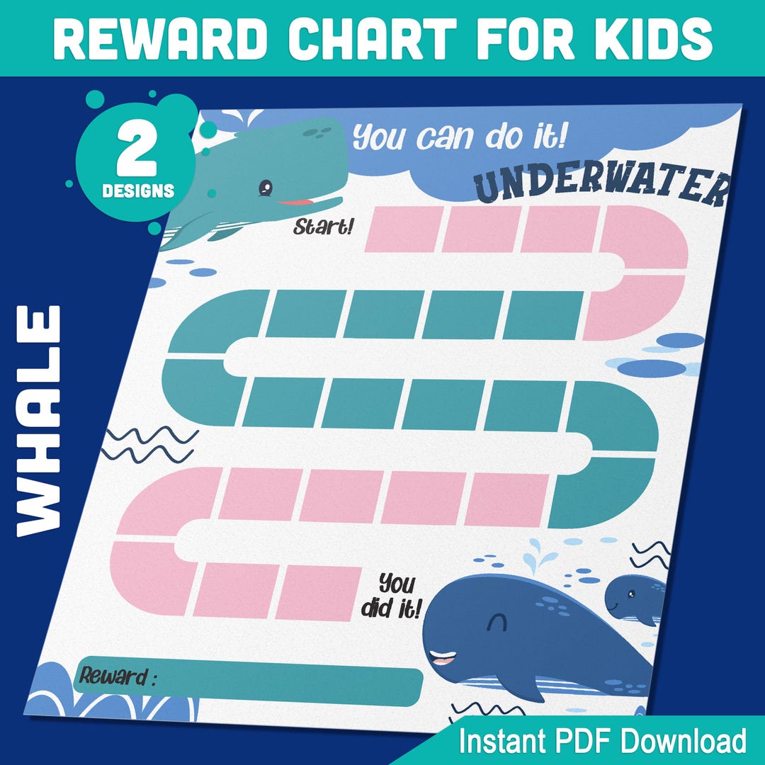 Printable Cute Whale Reward Chart for Kids: Encouraging Positive ...