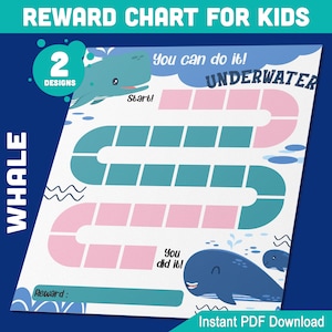 Printable Cute Whale Reward Chart for Kids: Encouraging Positive ...