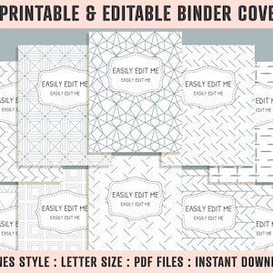 Geometric Patterns Binder Cover, 10 Printable & Editable Binder Covers ...
