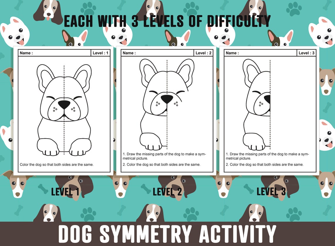 Dog Symmetry Worksheet, Puppy Theme Lines of Symmetry Activity, 24 ...