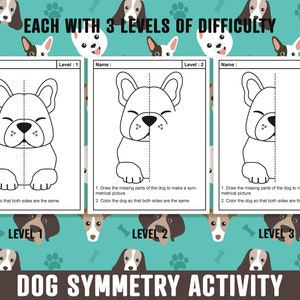 Dog Symmetry Worksheet, Puppy Theme Lines of Symmetry Activity, 24 ...
