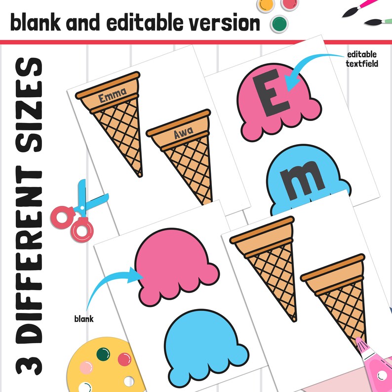 Summer Ice Cream Name Craft Activity: Back to School Bulletin Board, 59 ...