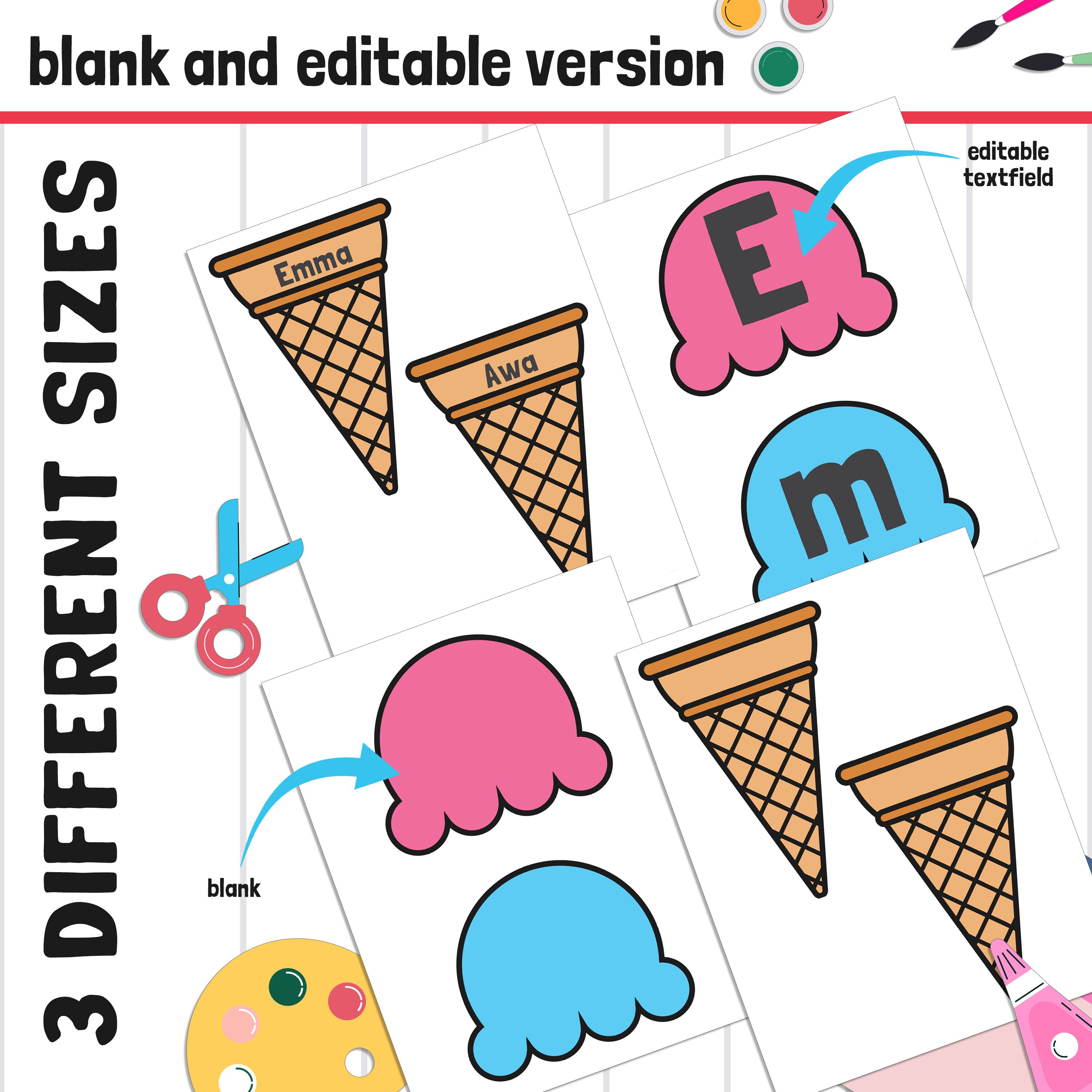 Summer Ice Cream Name Craft Activity: Back to School Bulletin Board, 59 ...