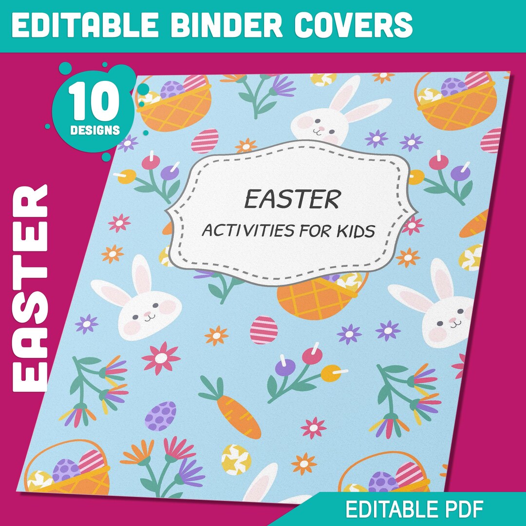 Easter Binder Cover, 10 Printable/editable Binder Covers + Spines ...