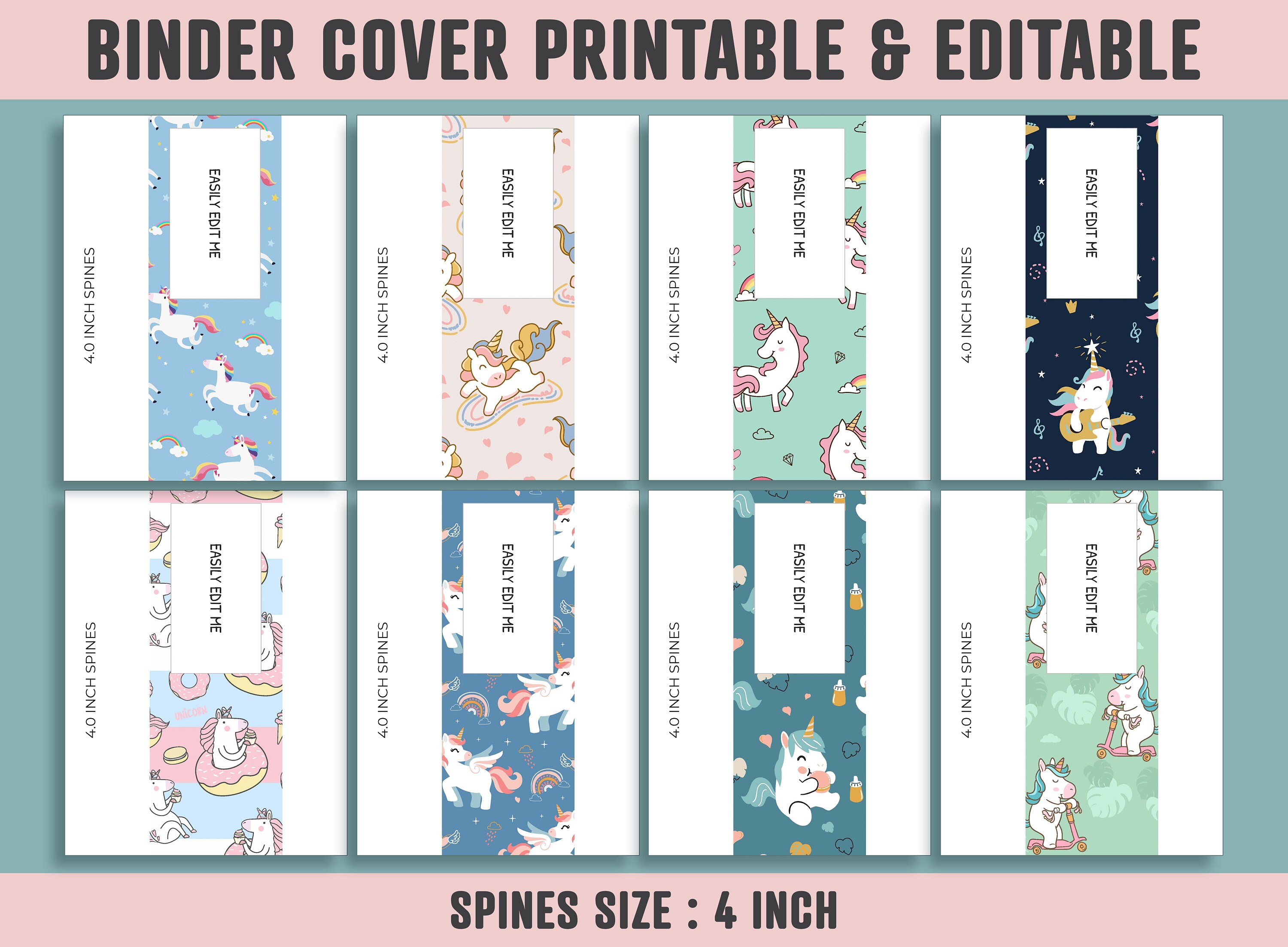 Binder Cover Printable 10 Coversspines Printable Editable - Etsy