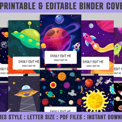 Binder Cover for Girls 10 Printable & Editable Binder - Etsy