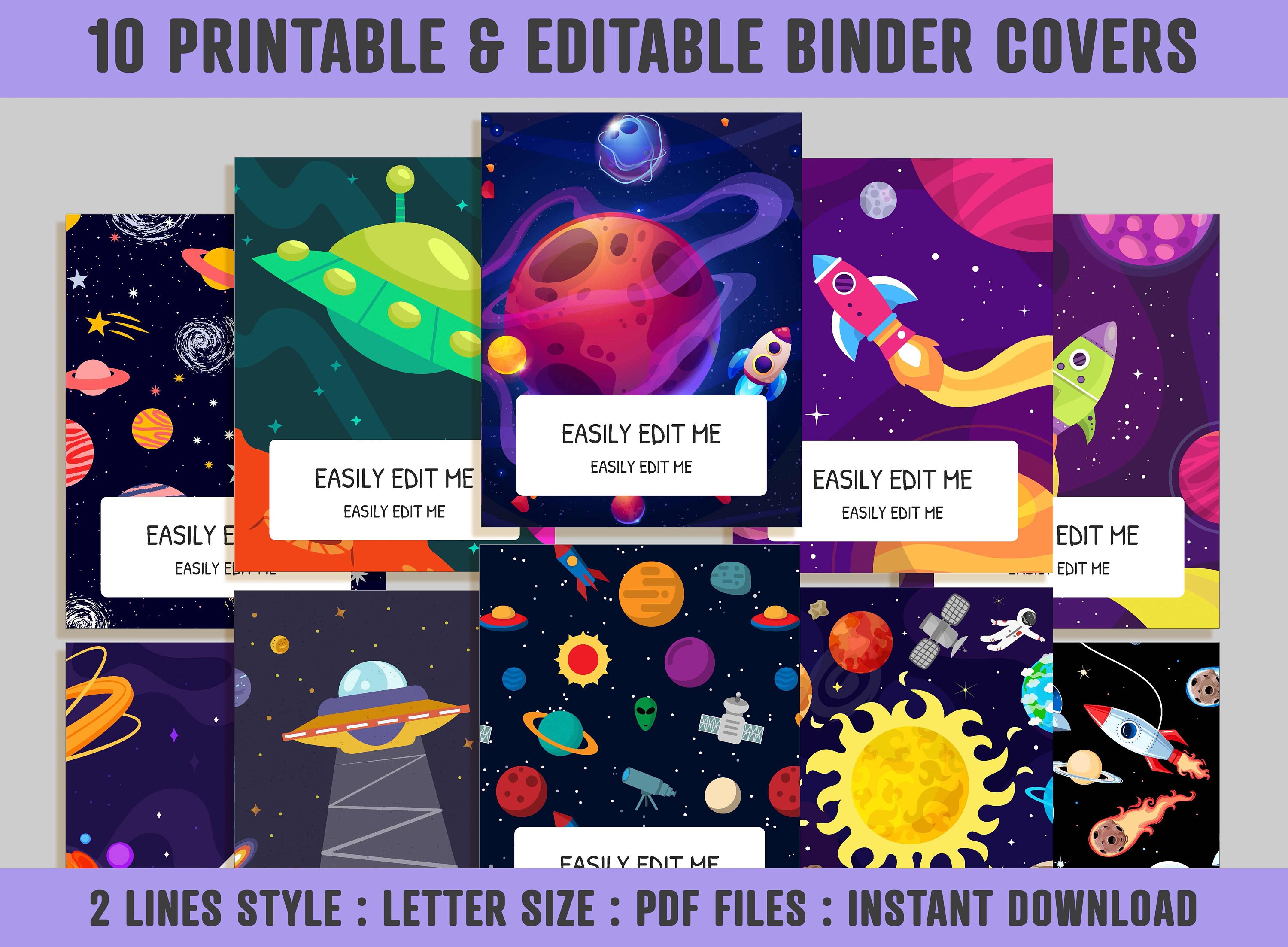 Editable Binder Cover Templates Purple