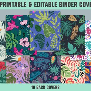 Tropical Leaves Binder Cover, 10 Printable/editable Binder Covers ...