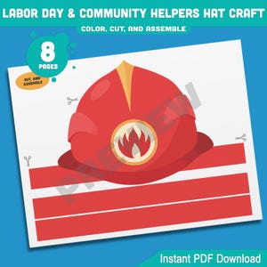 Labor Day & Community Helpers Hat Craft, Printable Paper Crowns ...