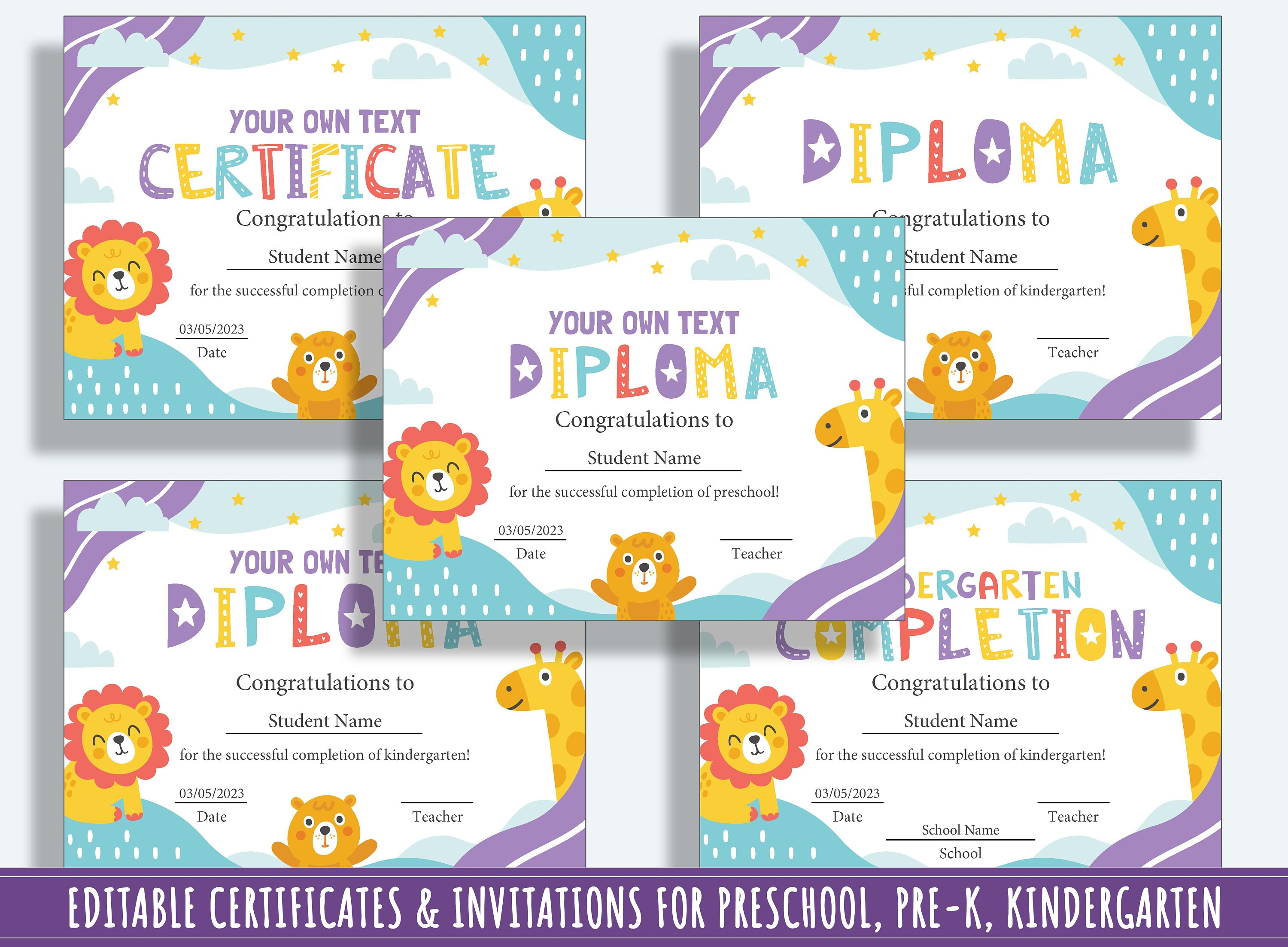 37 Pages of Editable Diploma, Certificate, and Invitation Templates for ...
