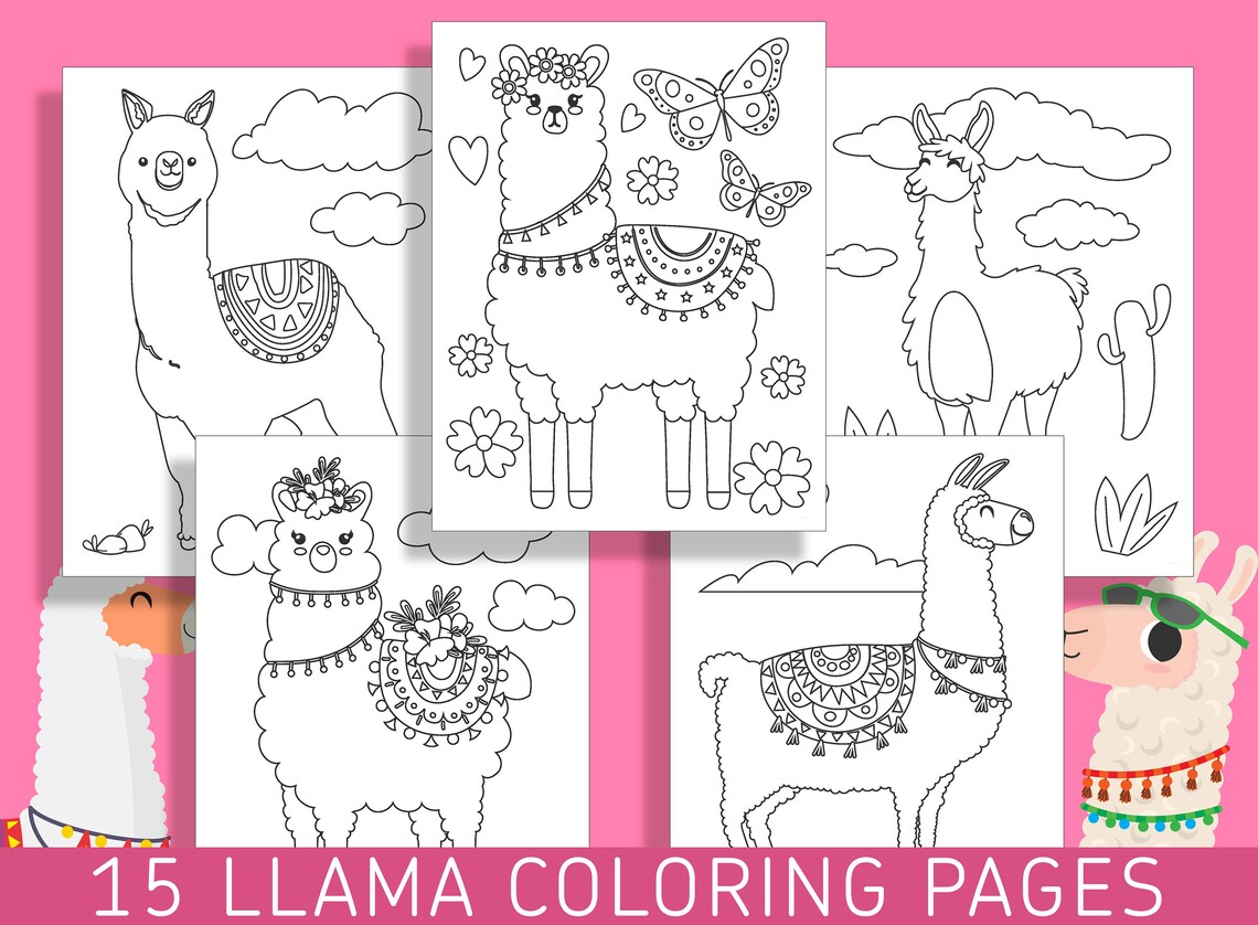 15 Fun and Adorable Llama Coloring Pages for Kids and Adults, PDF File ...