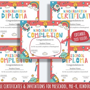 Editable End of Year Awards for Pre-k or Kindergarten Graduation ...