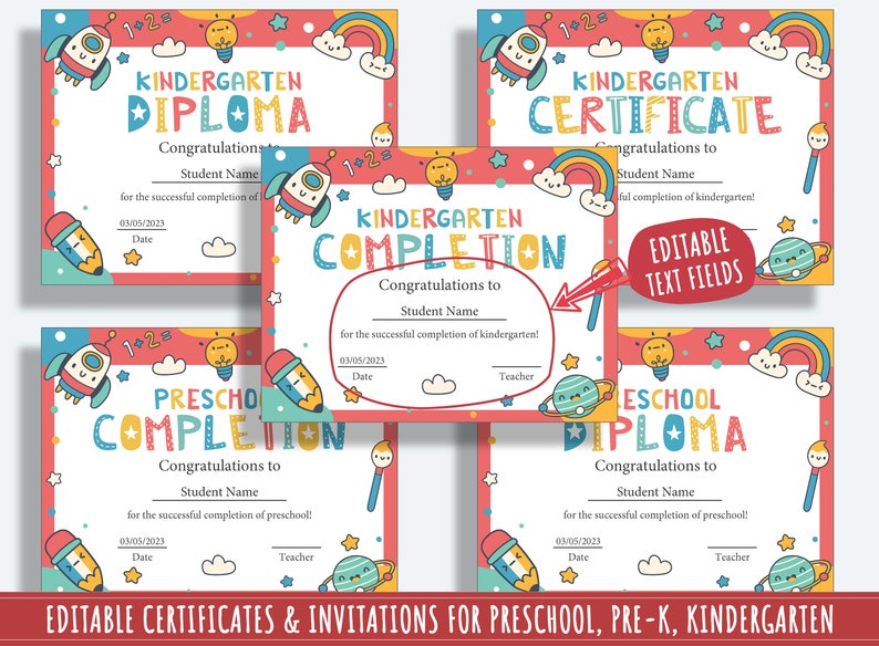 Editable End of Year Awards for Pre-k or Kindergarten Graduation ...