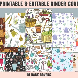 Gardening Binder Cover, 10 Printable & Editable Binder Covers+spines ...