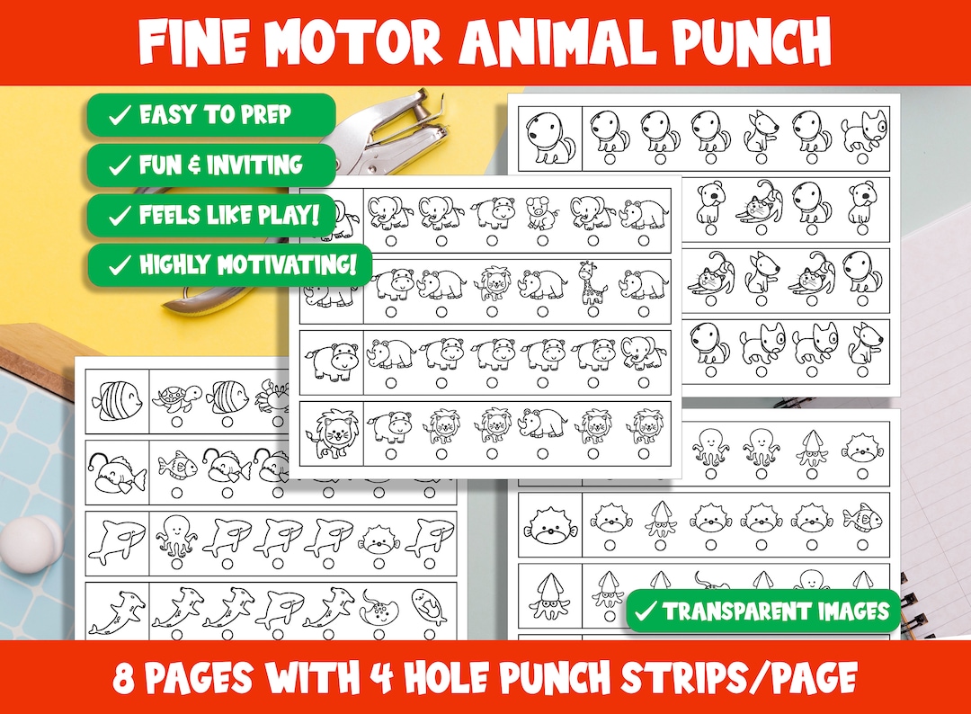 Fine Motor Animal Punch, Cute Animal Hole Punch Activities for Task ...
