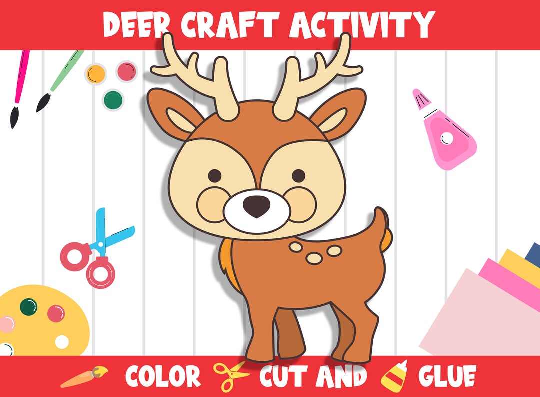 Cute Deer Craft Activity - Color, Cut, and Glue for Prek to 2nd Grade ...