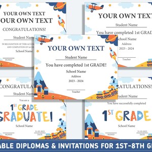 Editable 1st Grade Awards, 1st to 8th Grade Diploma, Certificate of ...