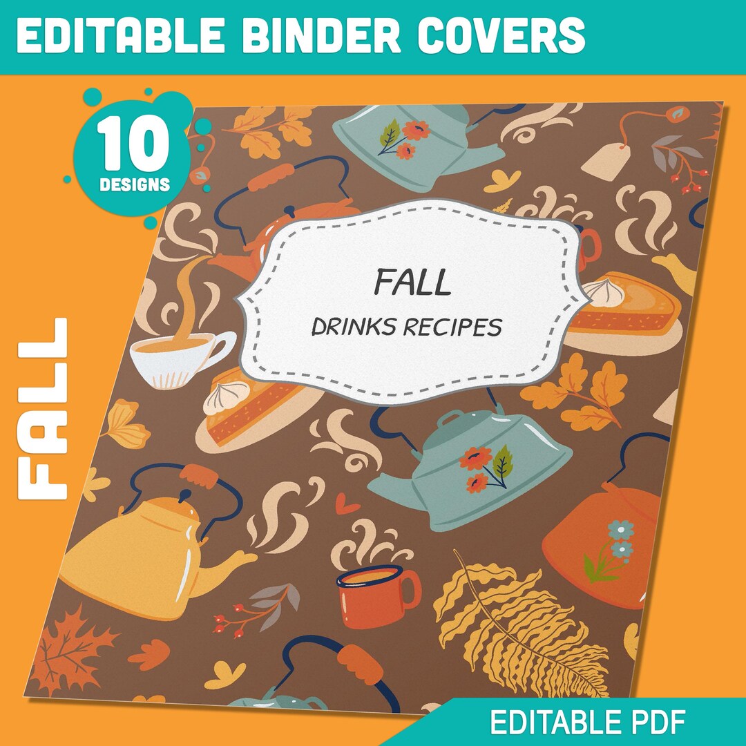 Fall Binder Cover, 10 Printable & Editable Covers+spines, Autumn Binder ...