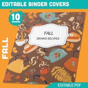 Fall Binder Cover, 10 Printable & Editable Covers+spines, Autumn Binder ...