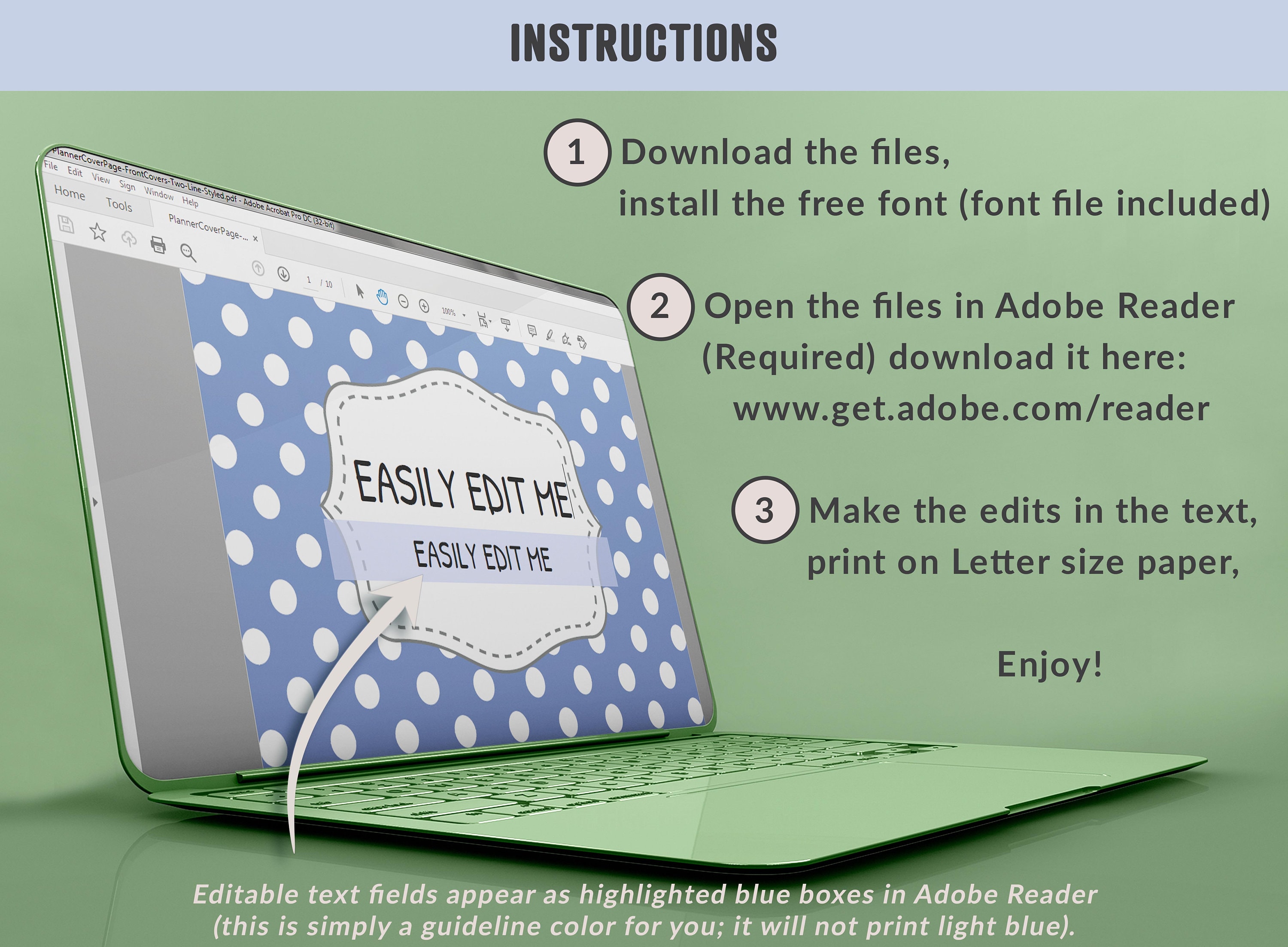 Planner Cover Page, 10 Editable Binder Covers and Spines, Binder Cover ...