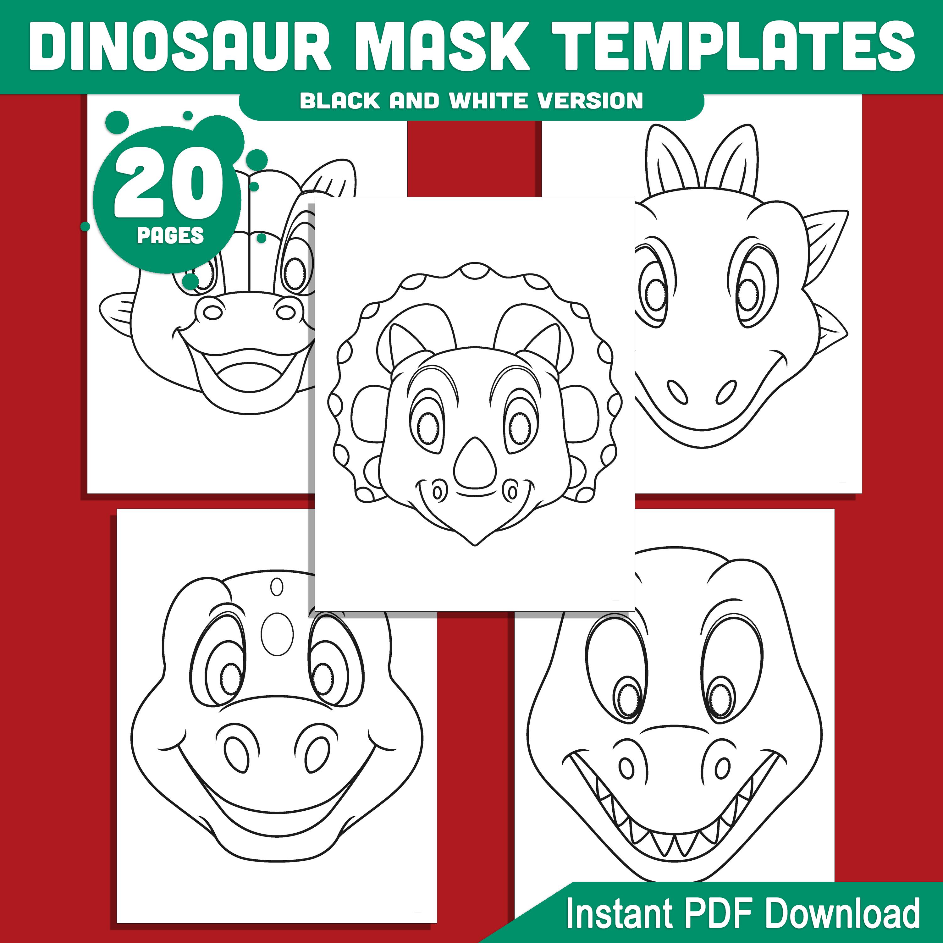 Printable Dinosaur Mask Templates: Fun Kids Birthday Face Masks, Pre ...
