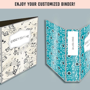 Musical Notes Binder Cover, 10 Printable/editable Covers+spines ...