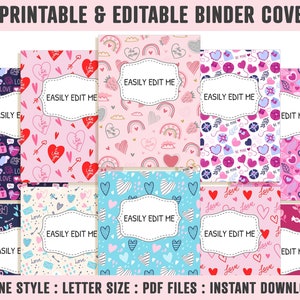 Binder Cover Printable Editable, 10 Covers+spines, Binder Insert ...