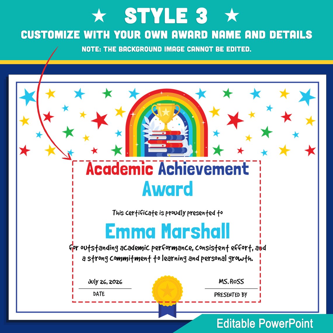 Editable Academic Achievement Awards With 4 Unique Styles and Photo Areas, Printable and ...